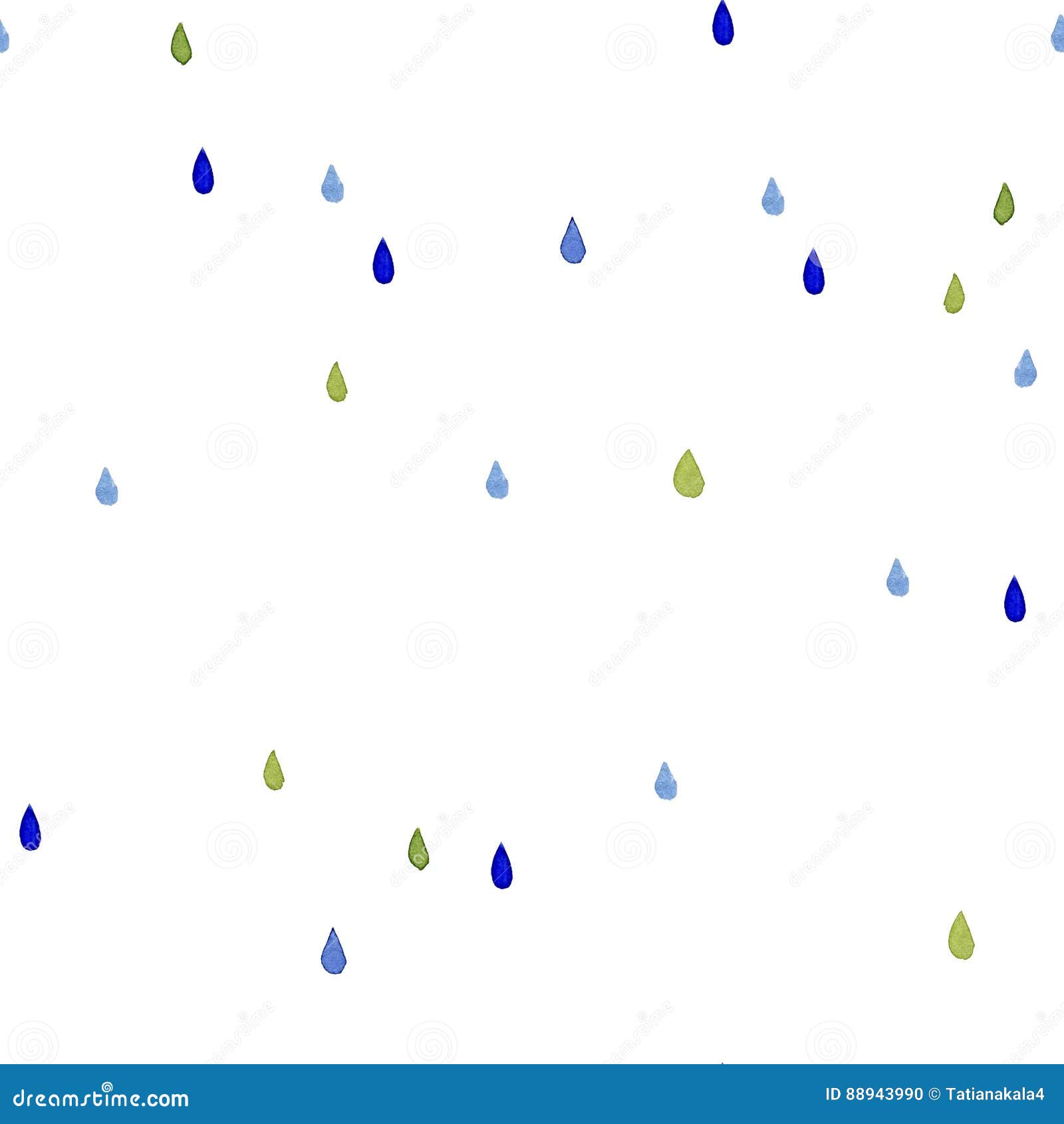 Seamless Watercolor Pattern. Color Rain Drops on White Background Stock ...
