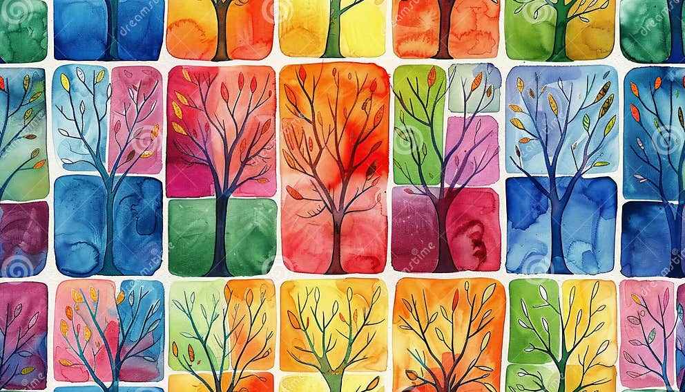 Seamless Watercolor Pattern Featuring Whimsical Cross Sections of ...