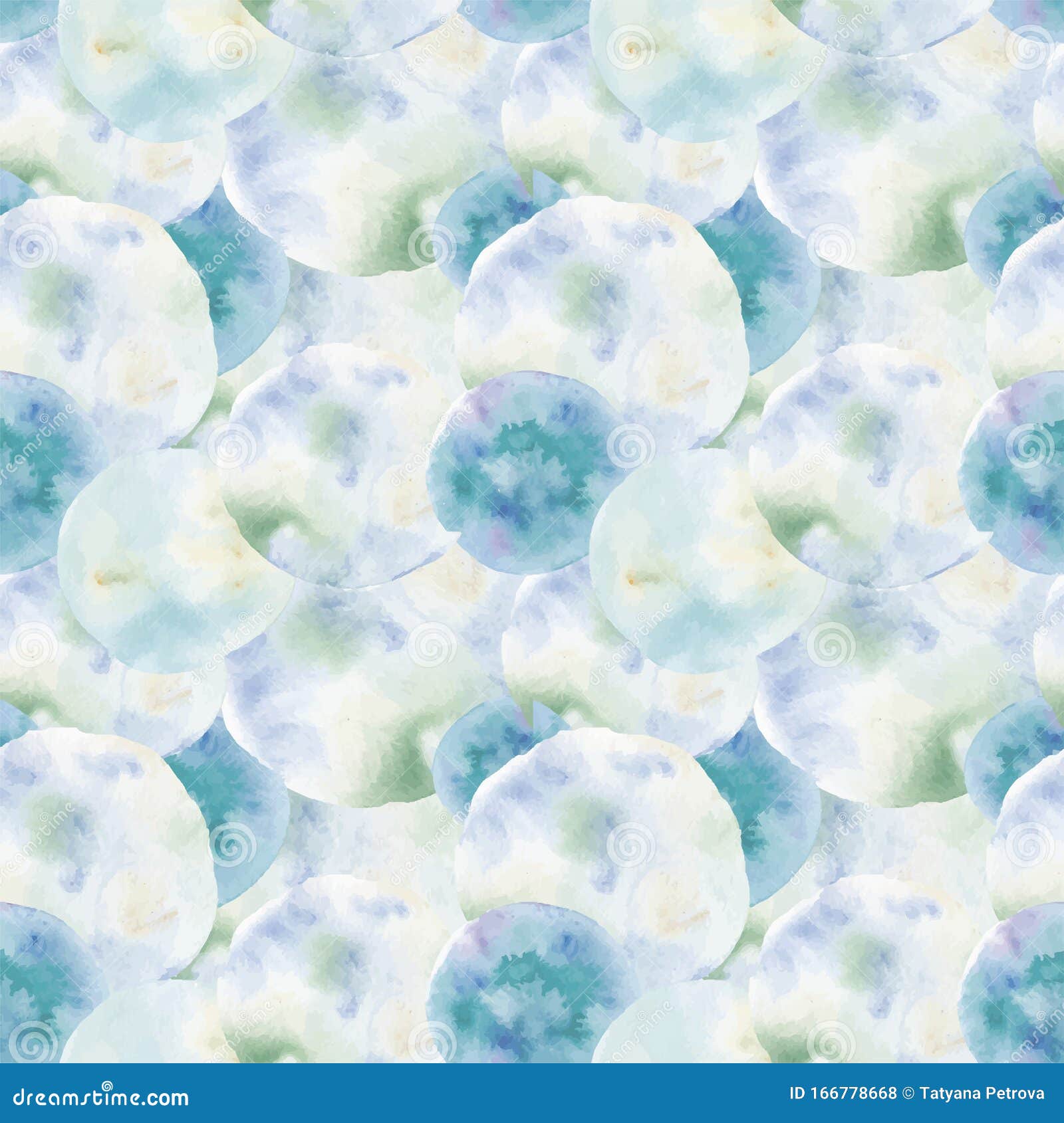 Seamless Watercolor Pattern, Light Blue Watercolor Circles and Spots ...