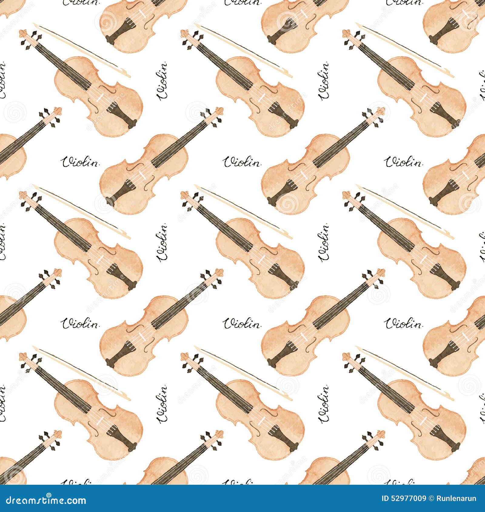 Seamless Watercolor Pattern with Violin on the Stock Vector ...