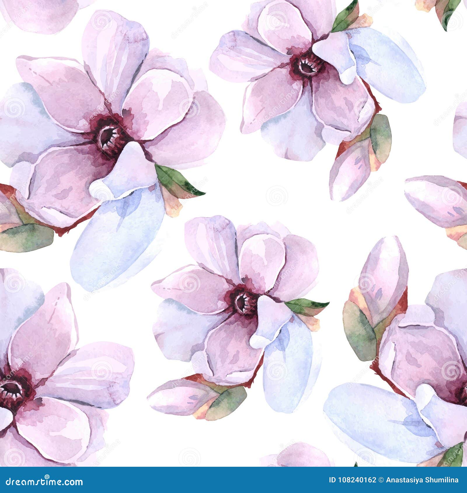 Seamless Watercolor Romantic Floral Pattern Stock Vector - Illustration ...