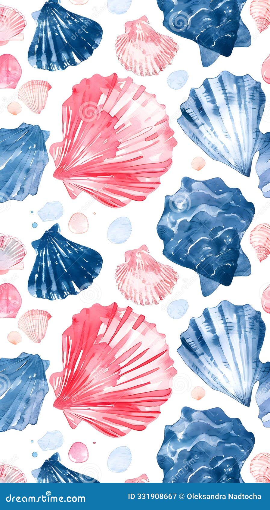 Watercolor Seashell Pattern Background Perfect for Aquatic and Marine ...