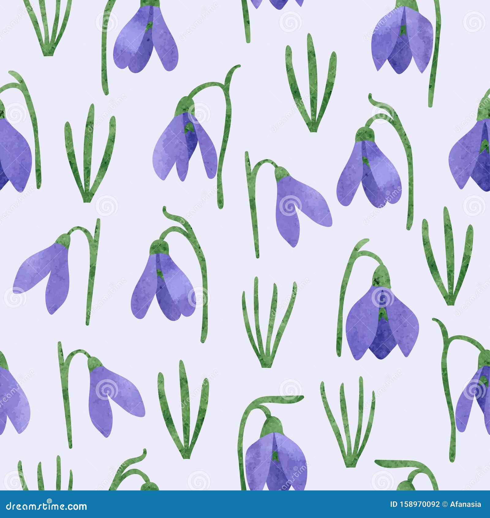 Seamless Watercolor Snowdrops Pattern. Stock Vector - Illustration of ...