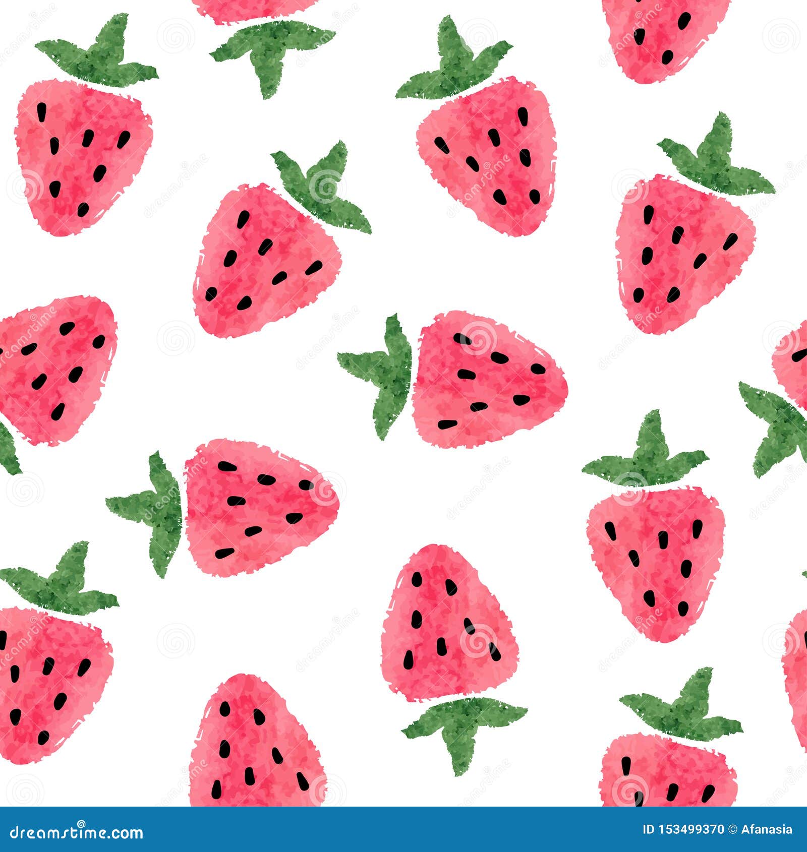 Seamless Watercolor Strawberry Pattern. Vector Berry Background Stock ...
