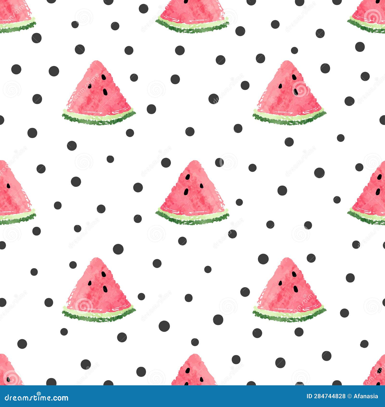 Seamless Watermelon Pattern. Vector Texture with Watercolor Watermelons ...