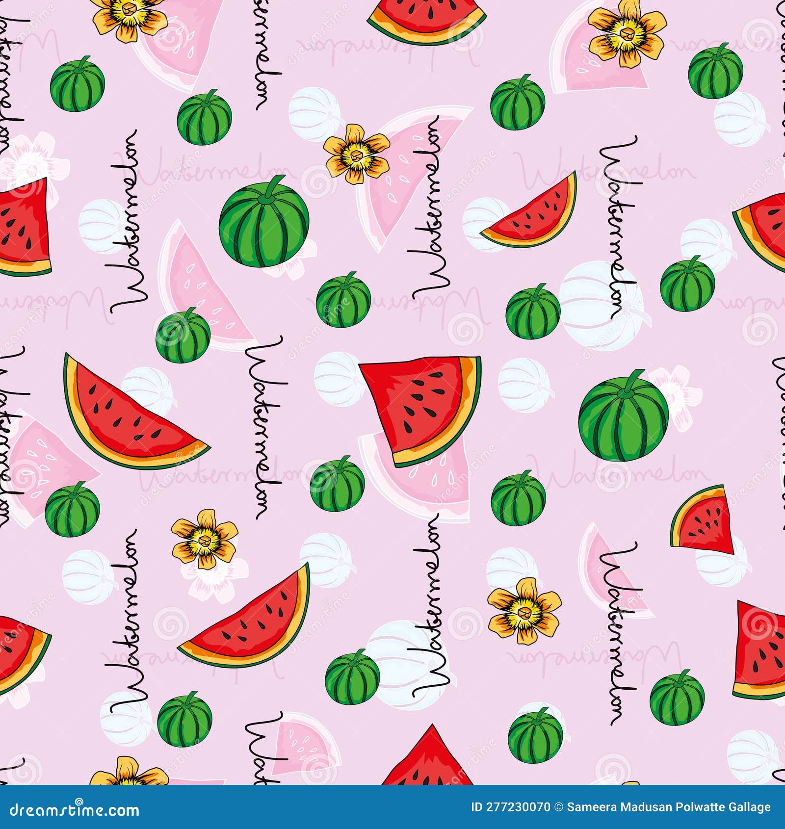 Seamless Watermelon Slice Pattern. Vector Illustration for Prints, One ...