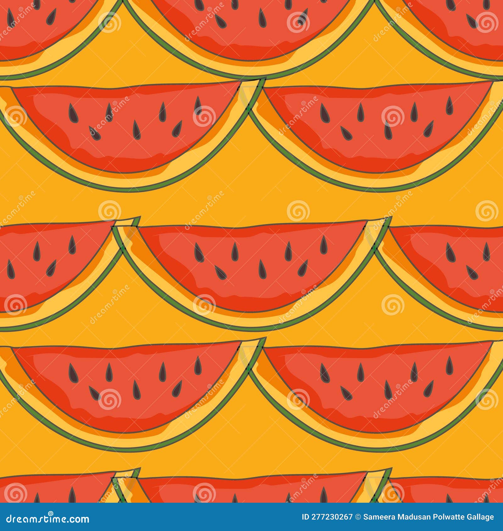 Seamless Watermelon Slice Pattern. Vector Illustration for Prints, One ...
