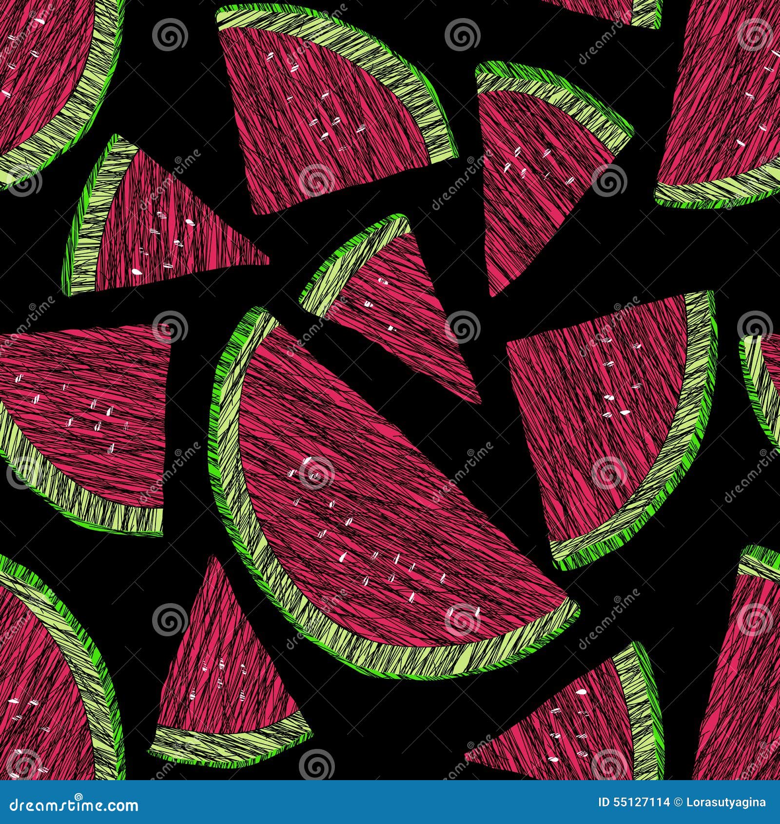 Seamless Watermelon Texture, Endless Fruit Background. Stock Vector ...