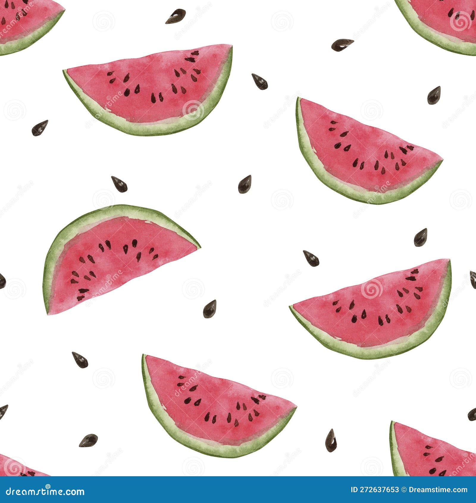 Seamless Watermelons Pattern. Background with Watercolor Watermelon ...
