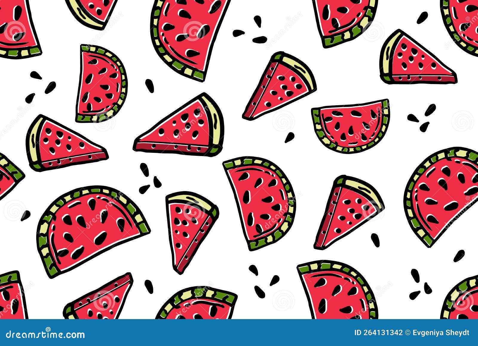 Seamless Watermelons Pattern. Vector Background with Red Watermelon ...