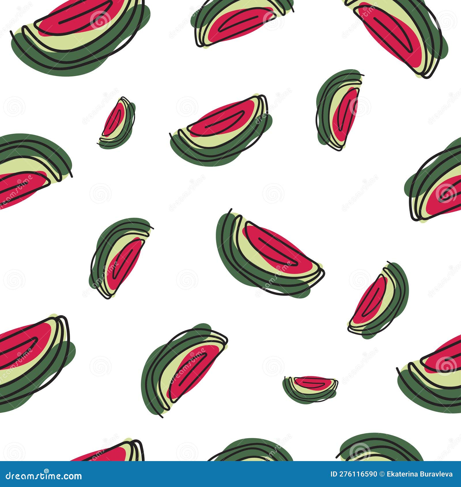 Seamless Watermelons Pattern. Vector Background with Watercolor ...