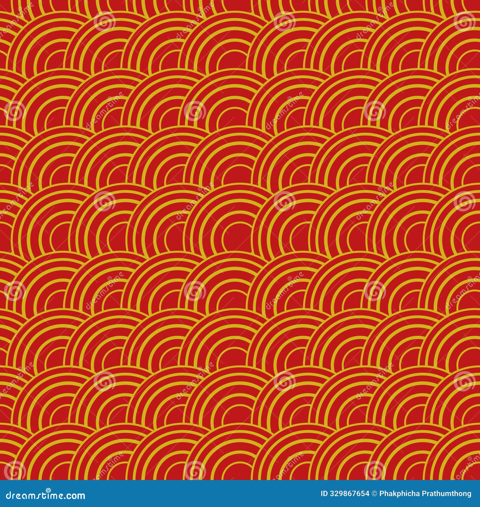 Seamless Wave Chinese Pattern for New Year Background in Red and Golden ...