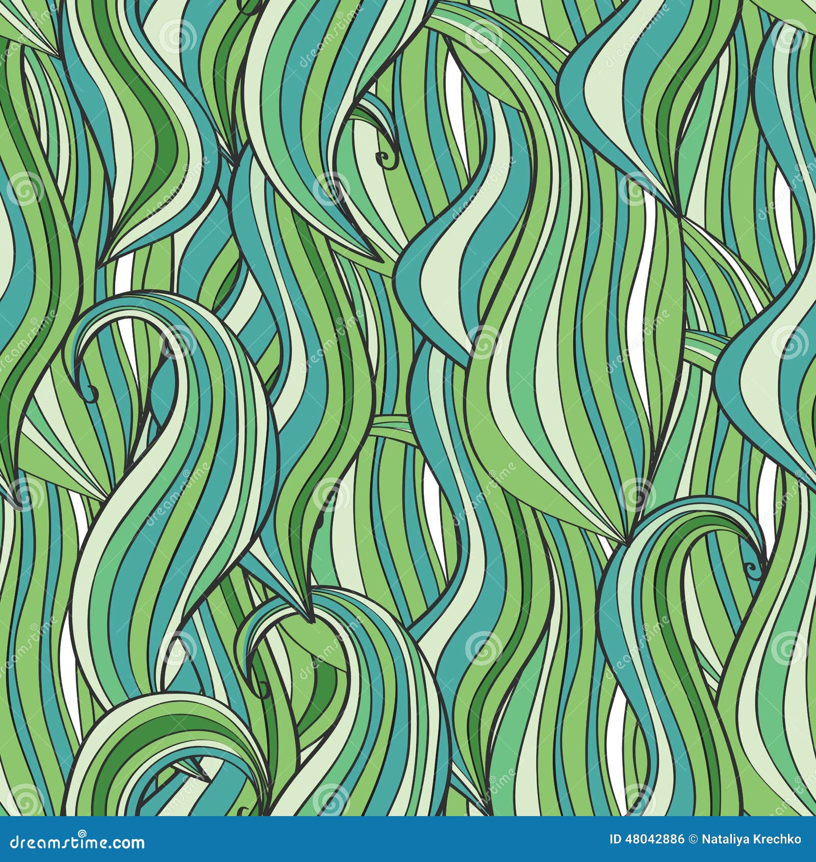 Seamless Wave Hand-drawn Pattern, Waves Background Stock Vector ...