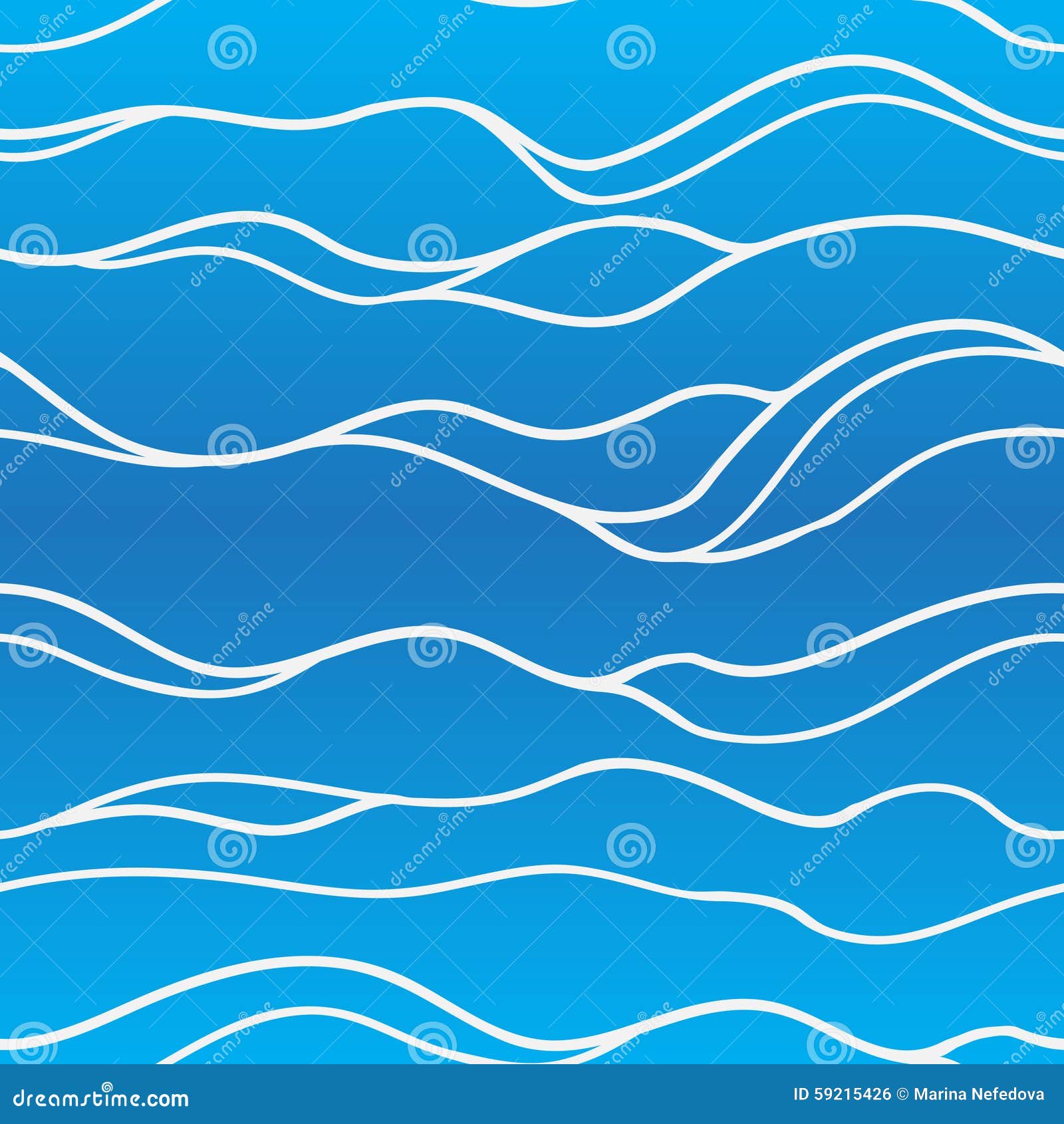 Seamless Wave Hand Painted Pattern in Blue Colors. Stock Illustration ...