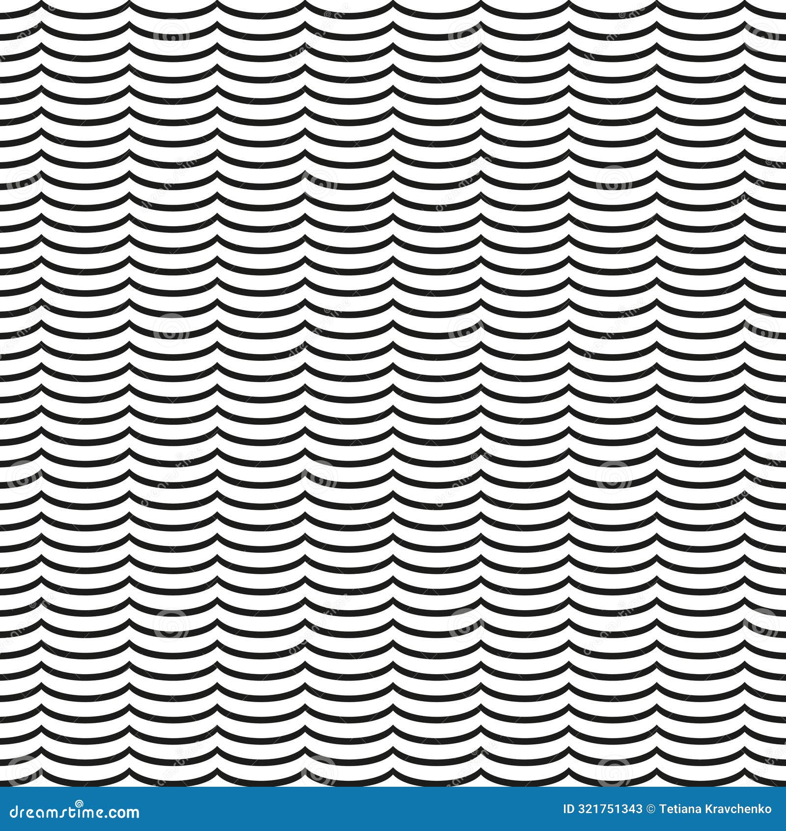 Seamless Wave Pattern. Black and White Design. Simple Vector Background ...