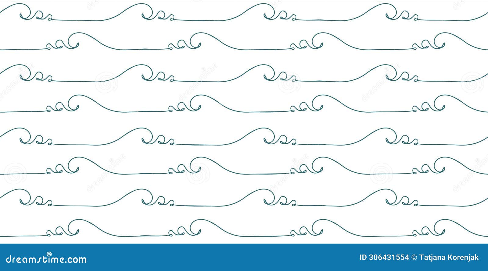 Seamless Wave Pattern Drawn with One Continuous Line Stock Illustration ...