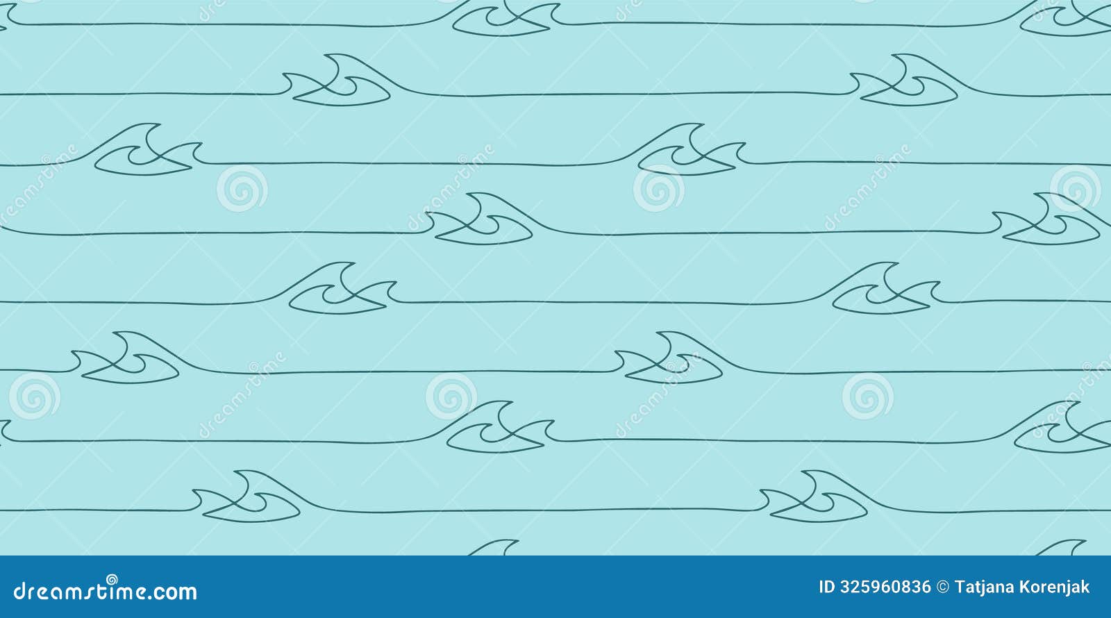 Seamless Wave Pattern Drawn with One Continuous Line Art Stock ...