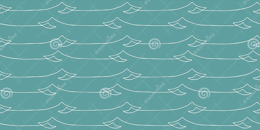 Seamless Wave Pattern Drawn with One Continuous Line Art Stock ...