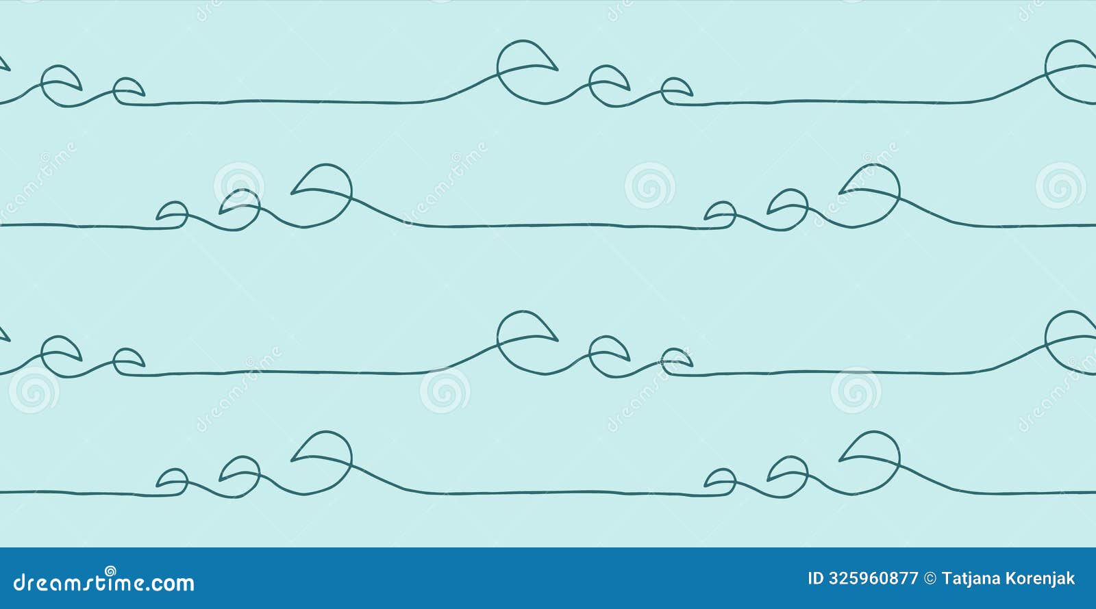 Seamless Wave Pattern Drawn with One Continuous Line Art Stock ...