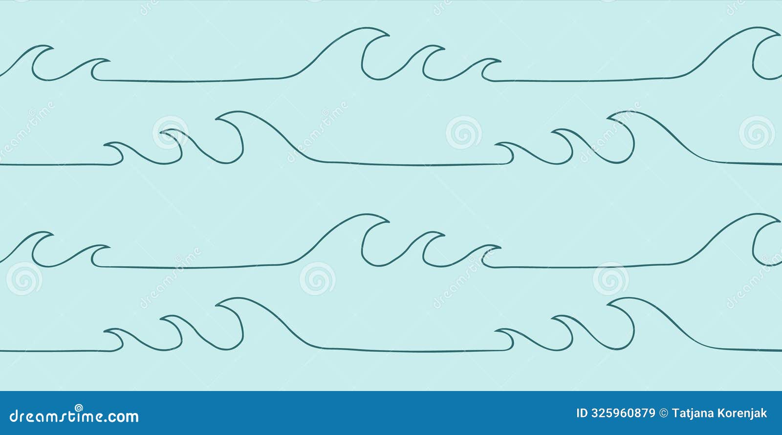Seamless Wave Pattern Drawn with One Continuous Line Art Stock ...