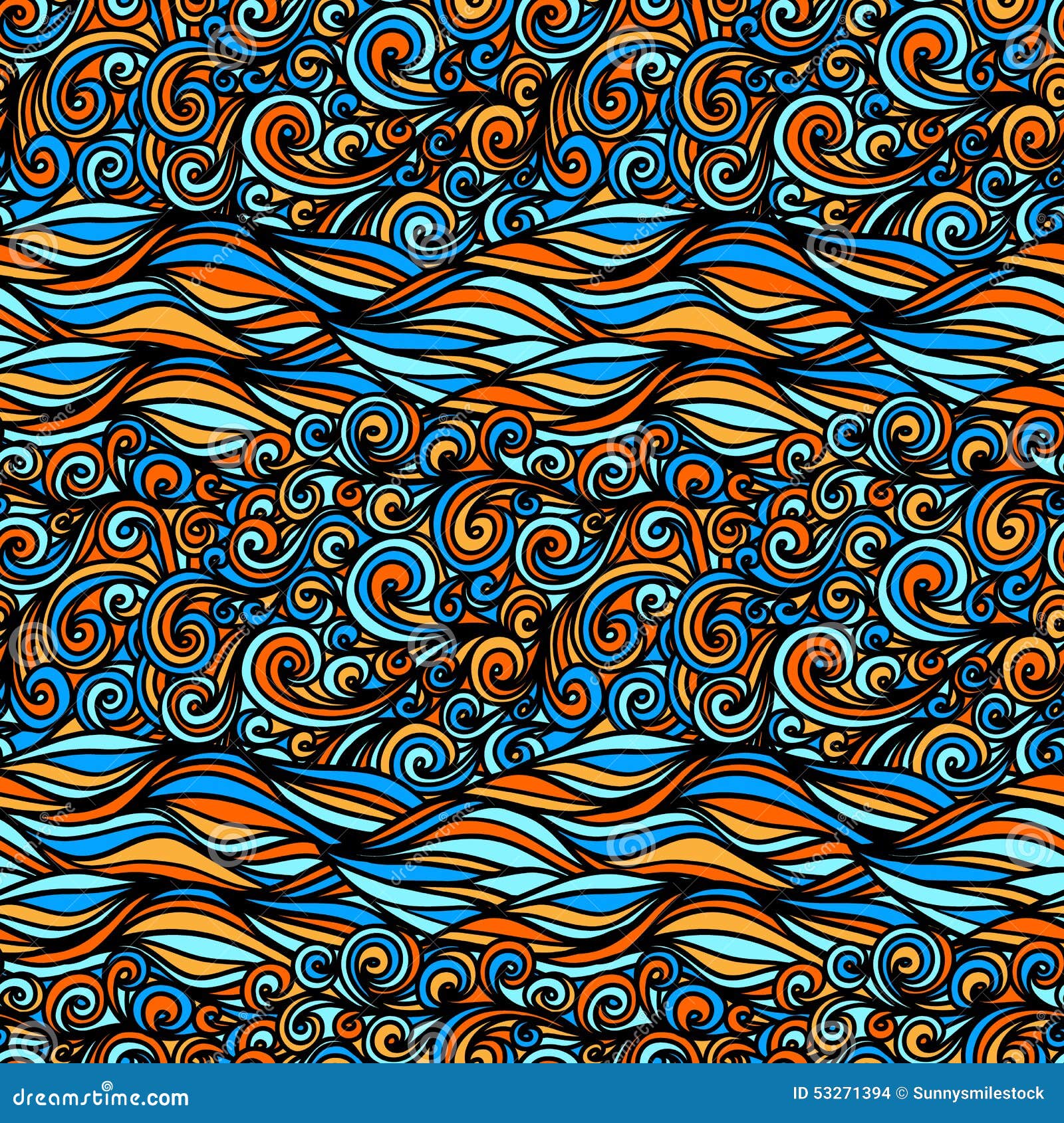 Seamless wave pattern stock illustration. Illustration of ornament ...