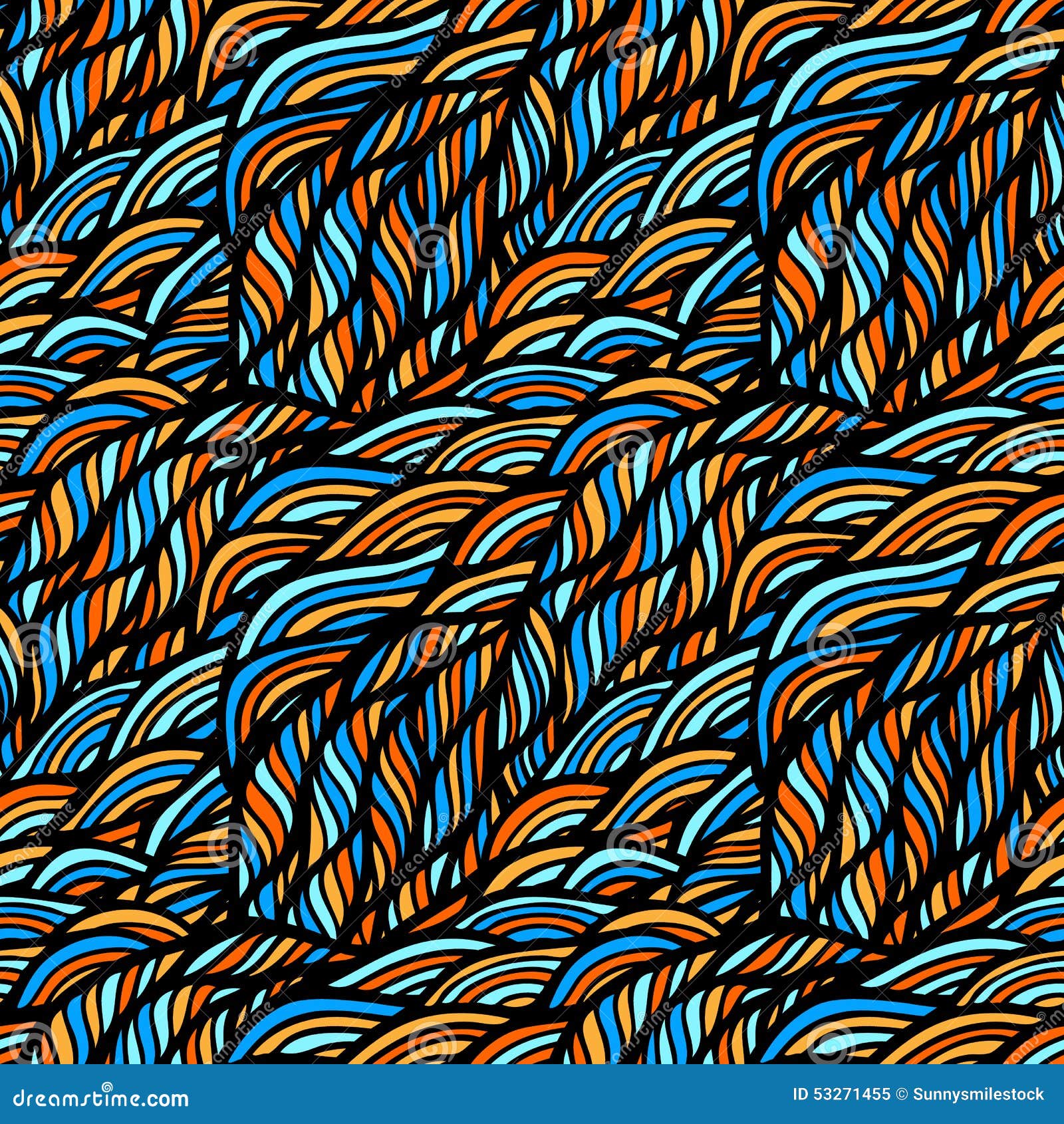 Seamless wave pattern stock illustration. Illustration of doodle - 53271455