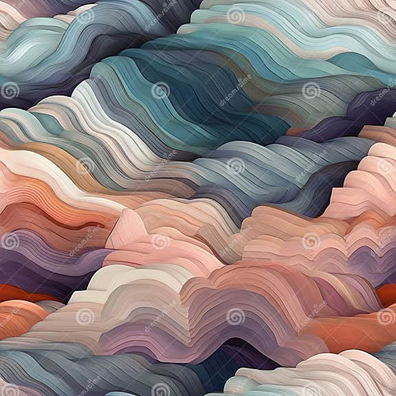 Seamless Wave Pattern of Interlocking Colors in Blue, Orange and White ...