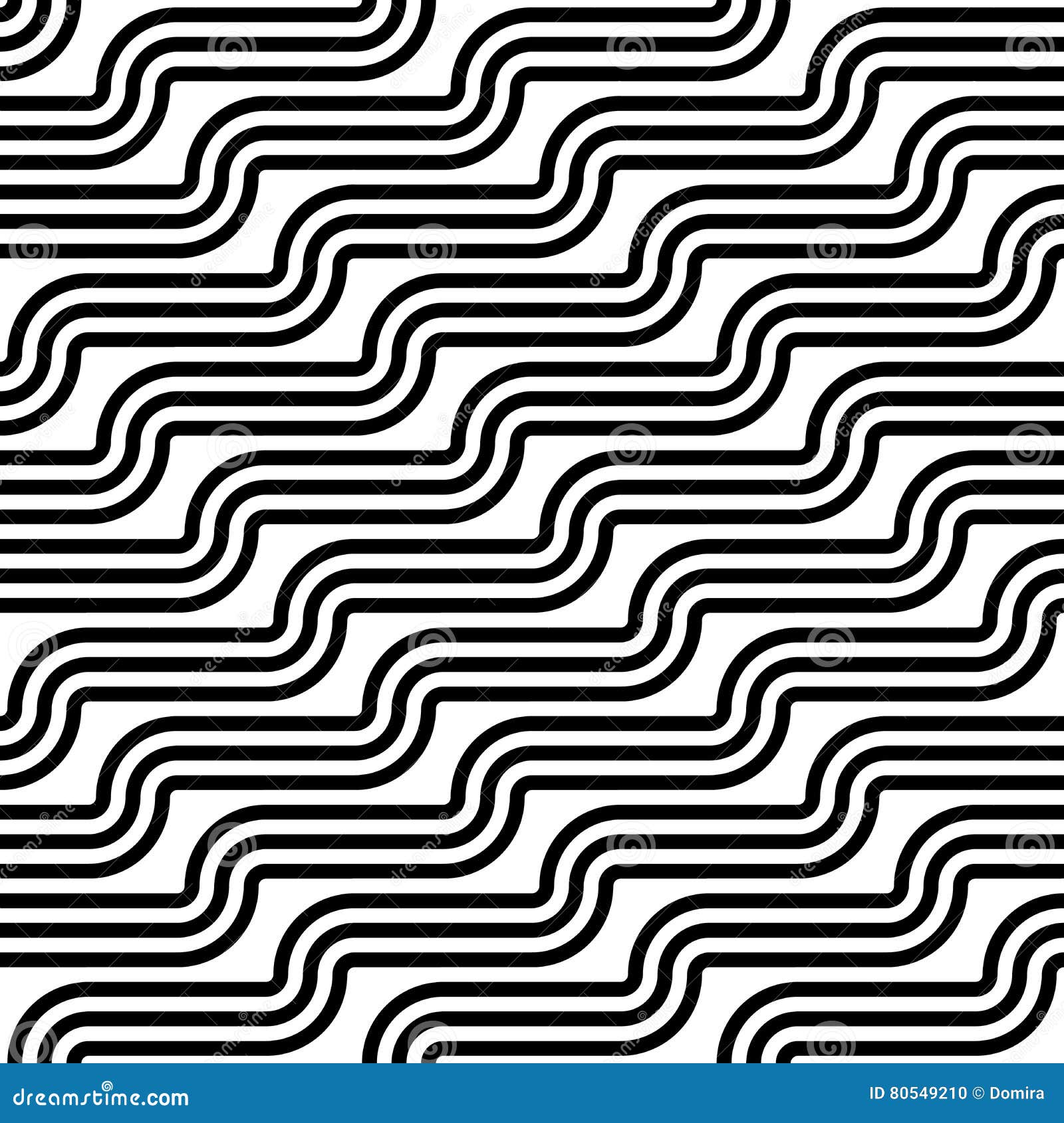 Seamless Wave Pattern Rounded Striped Ribbons Forming Winding Ocean ...