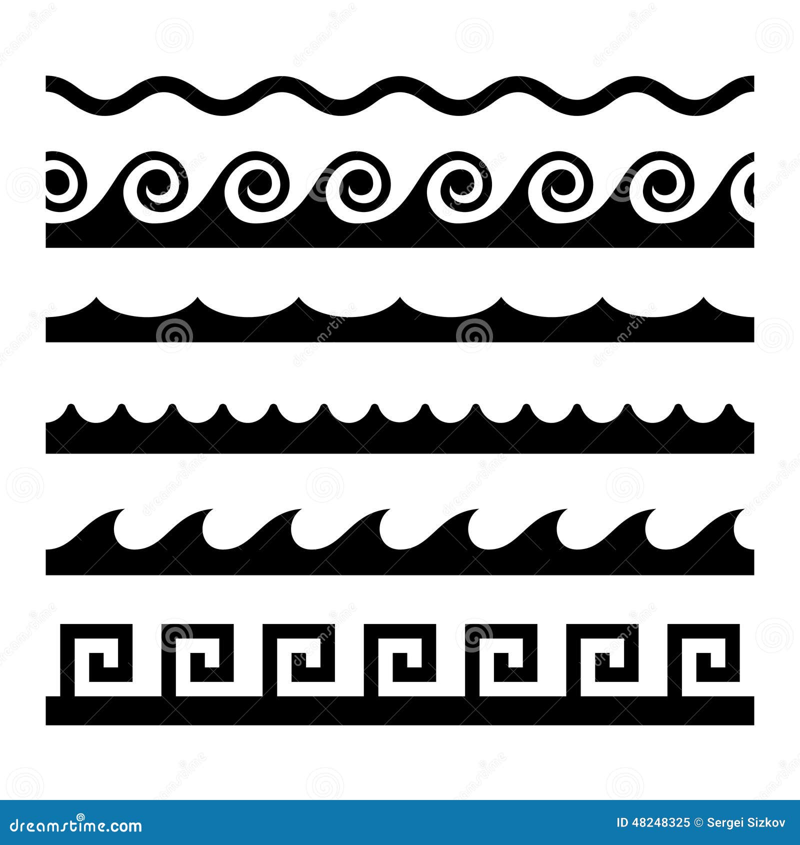 Seamless Wave Pattern Set. Vector Template Stock Vector - Illustration ...