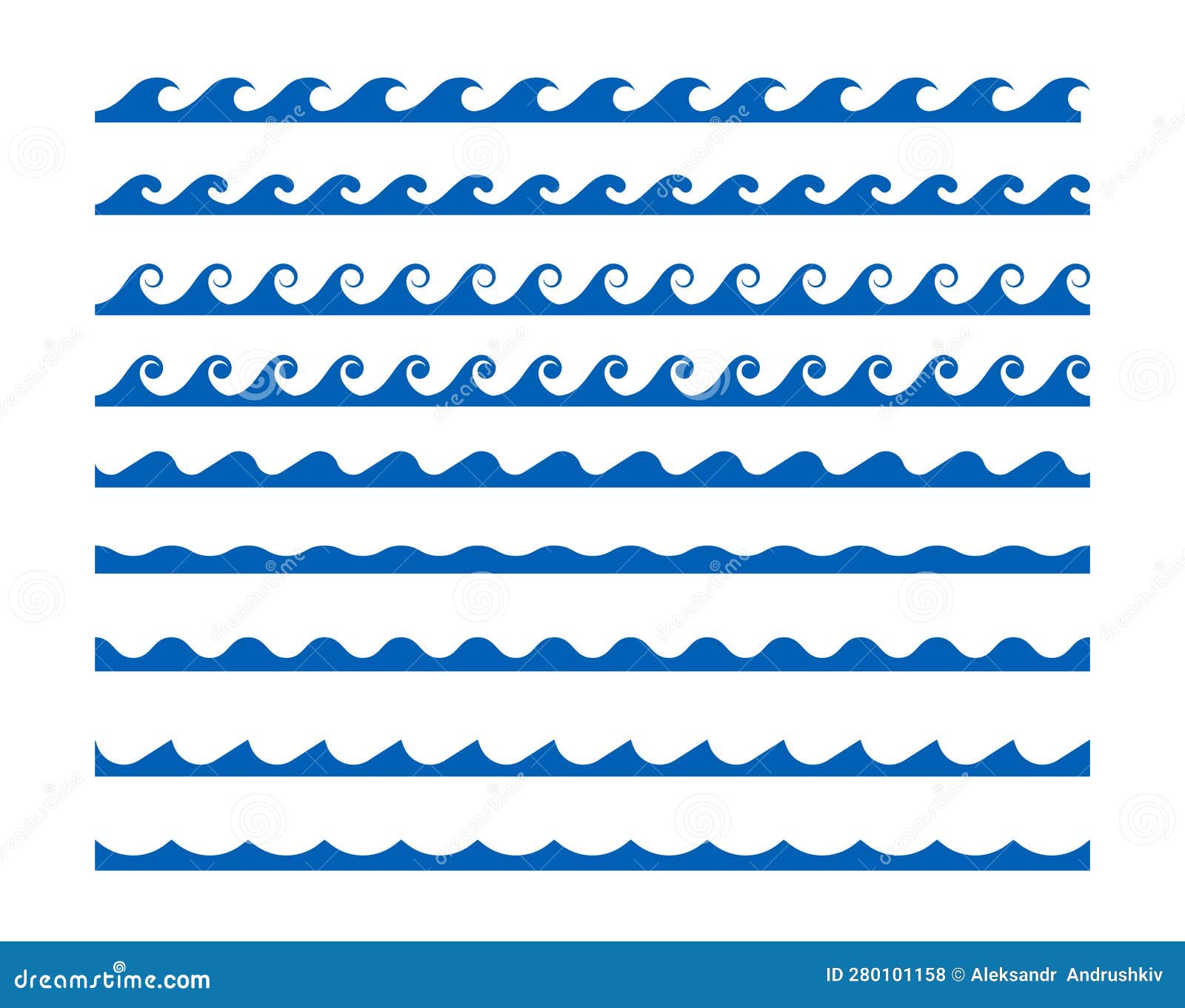 Seamless wave pattern set stock vector. Illustration of wave - 280101158