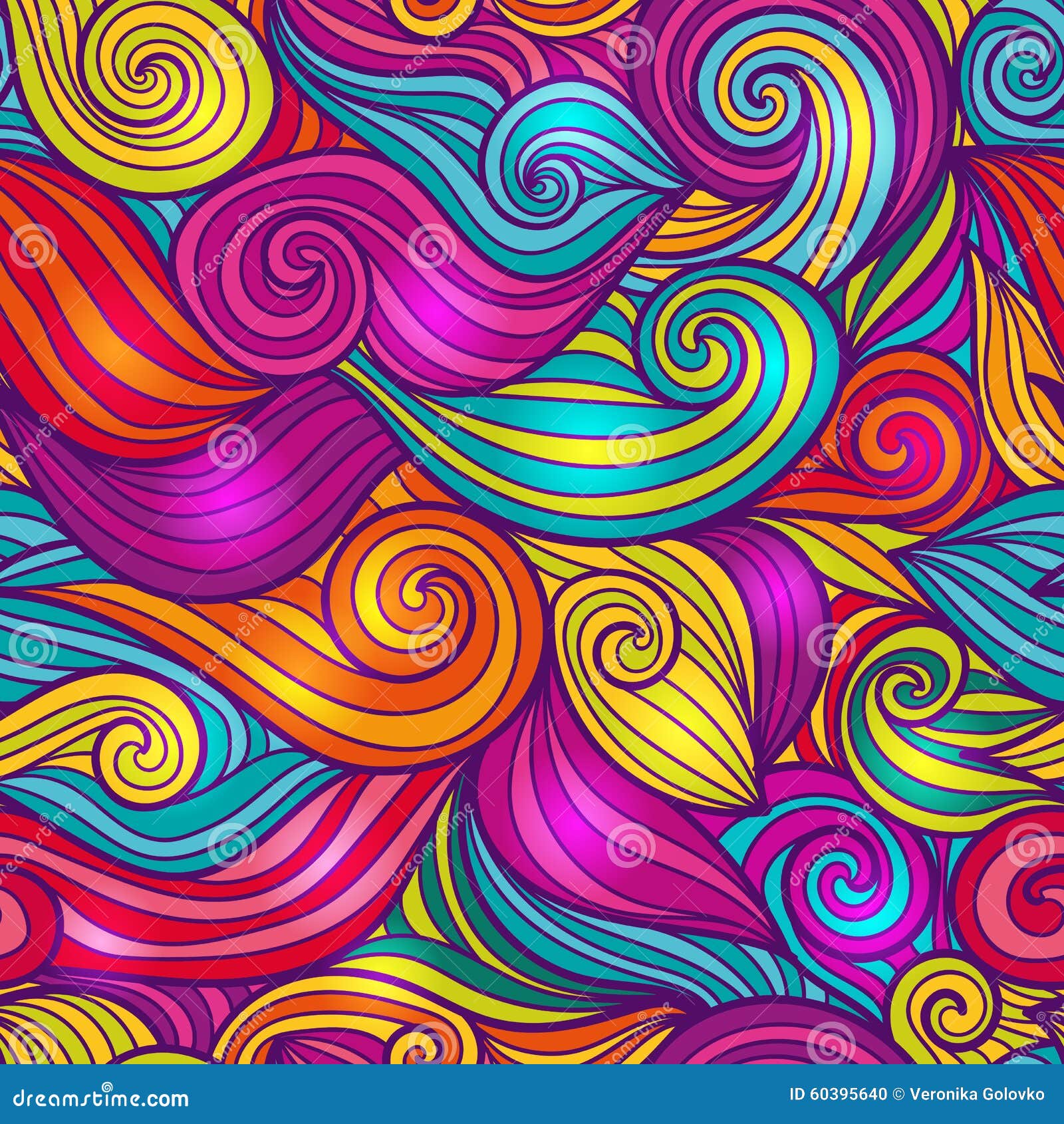 Seamless wave pattern stock vector. Illustration of doodle - 60395640