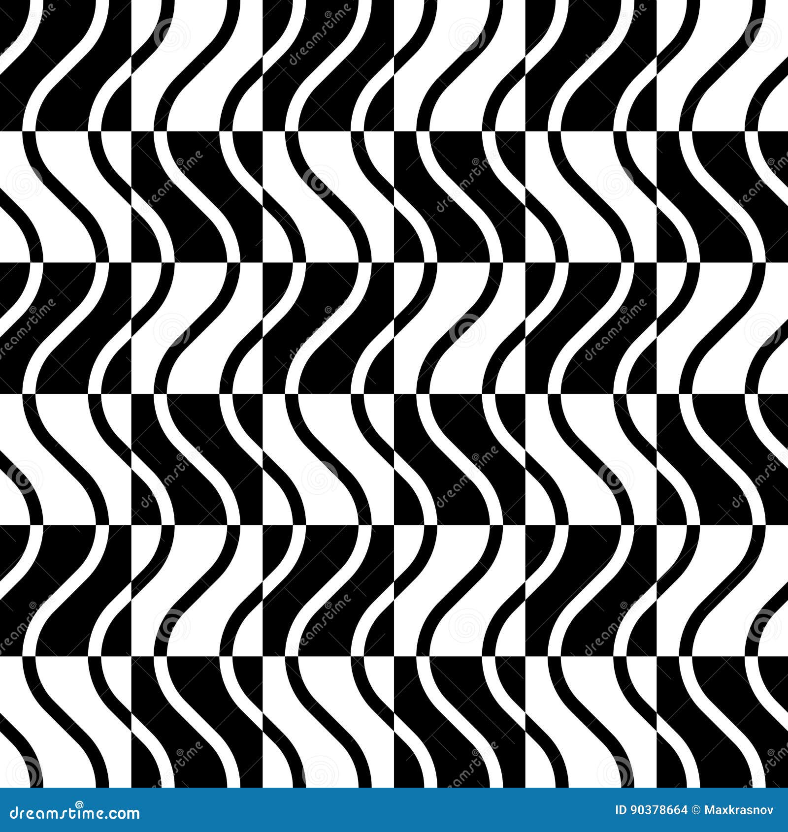 Seamless Wave and Square Pattern Stock Vector - Illustration of black ...