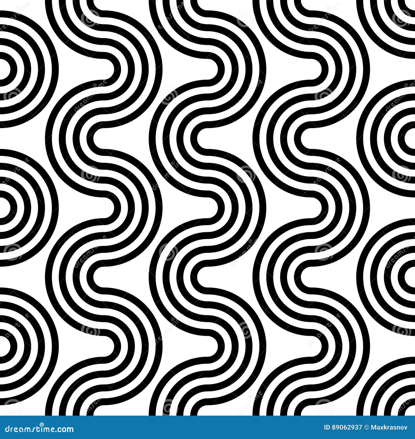 Seamless Wave and Stripe Pattern Stock Vector - Illustration of retro ...