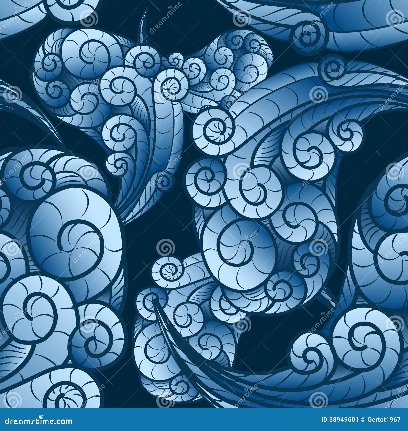 Seamless Wave Swirls Pattern Stock Vector - Illustration of seamless ...