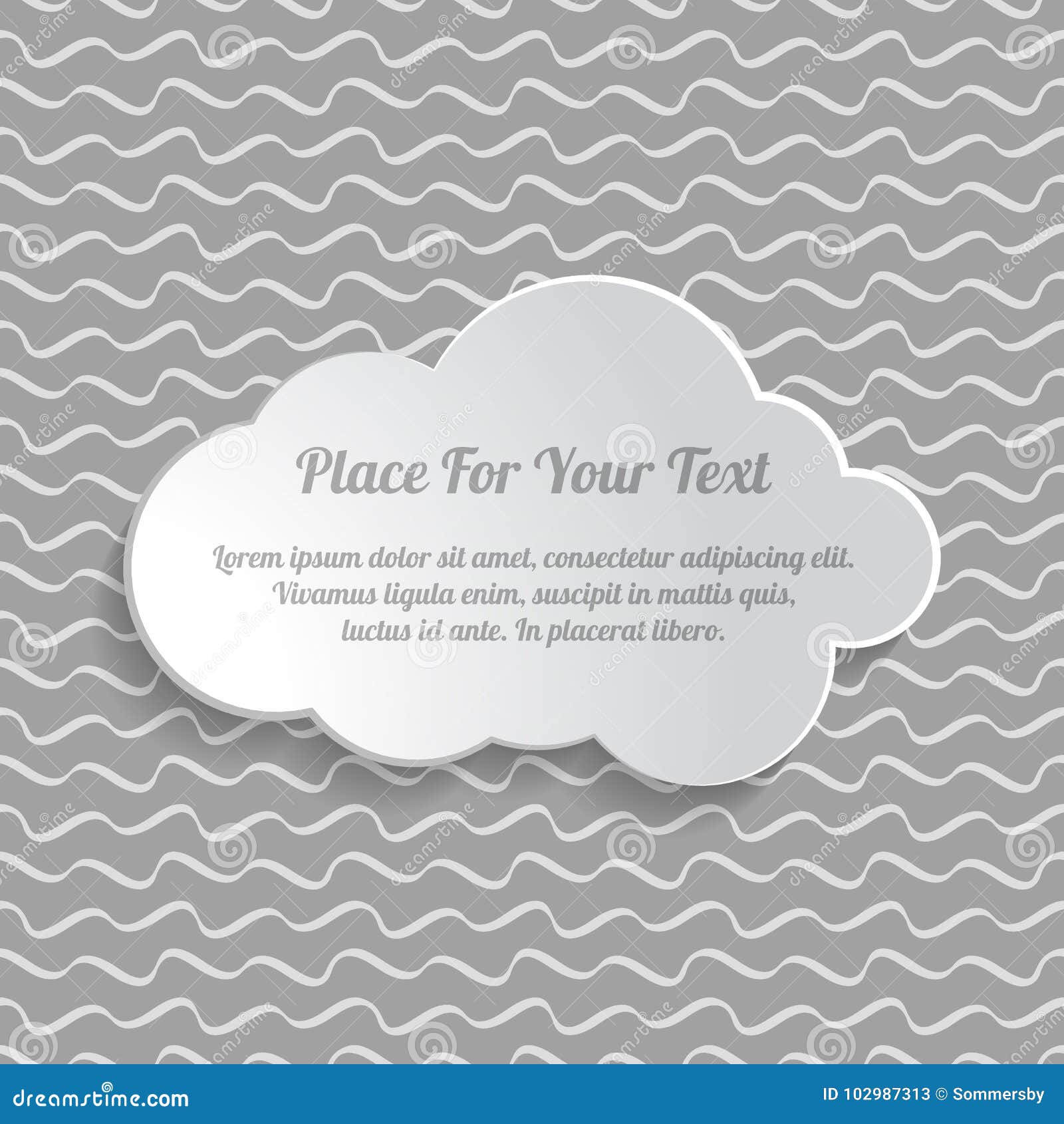 Seamless Waves Abstract Pattern with Grey Cloud Text Box Design Stock ...