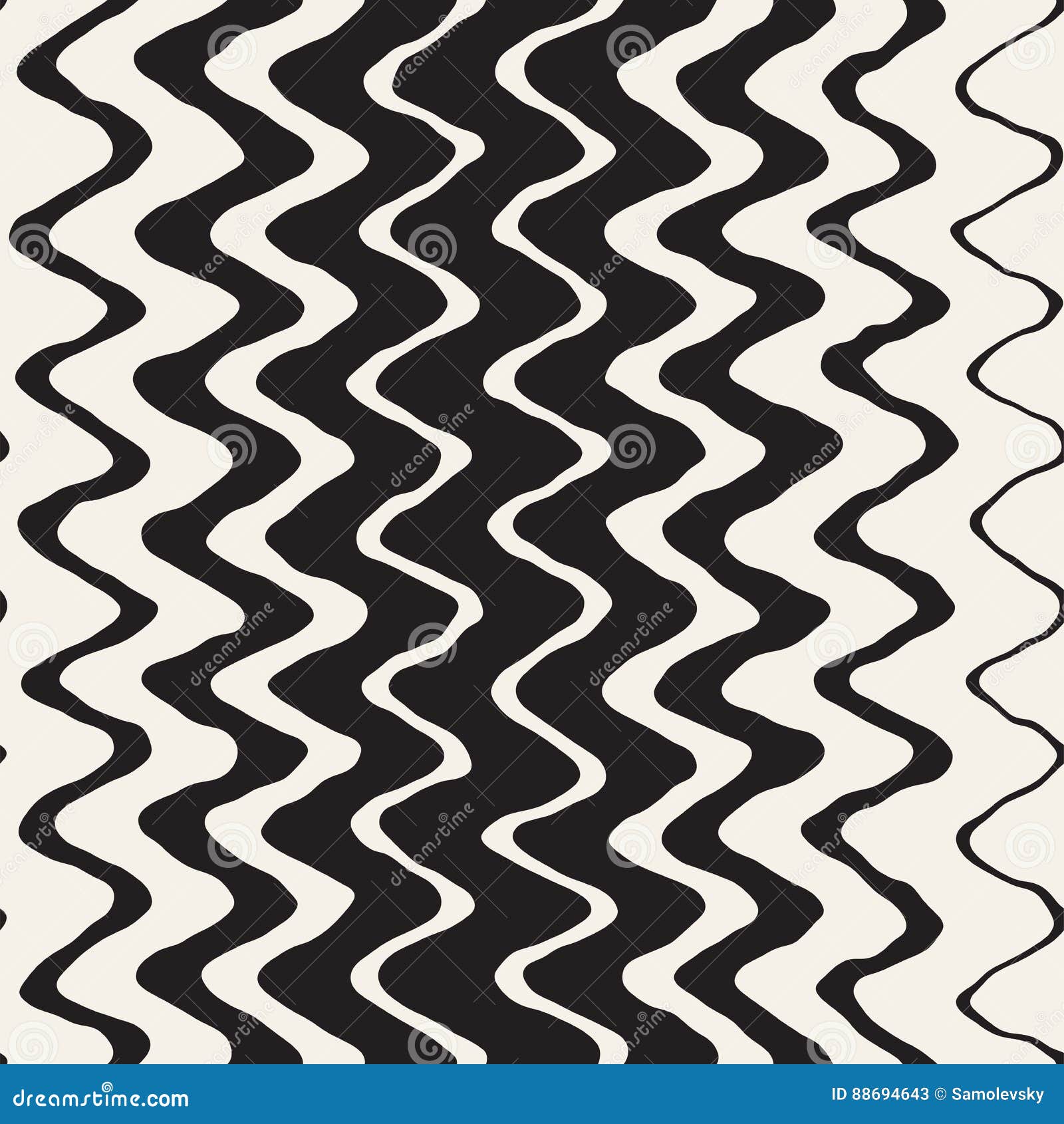 Seamless Wavy Hand Drawn Stripes Pattern. Repeating Vector Texture ...