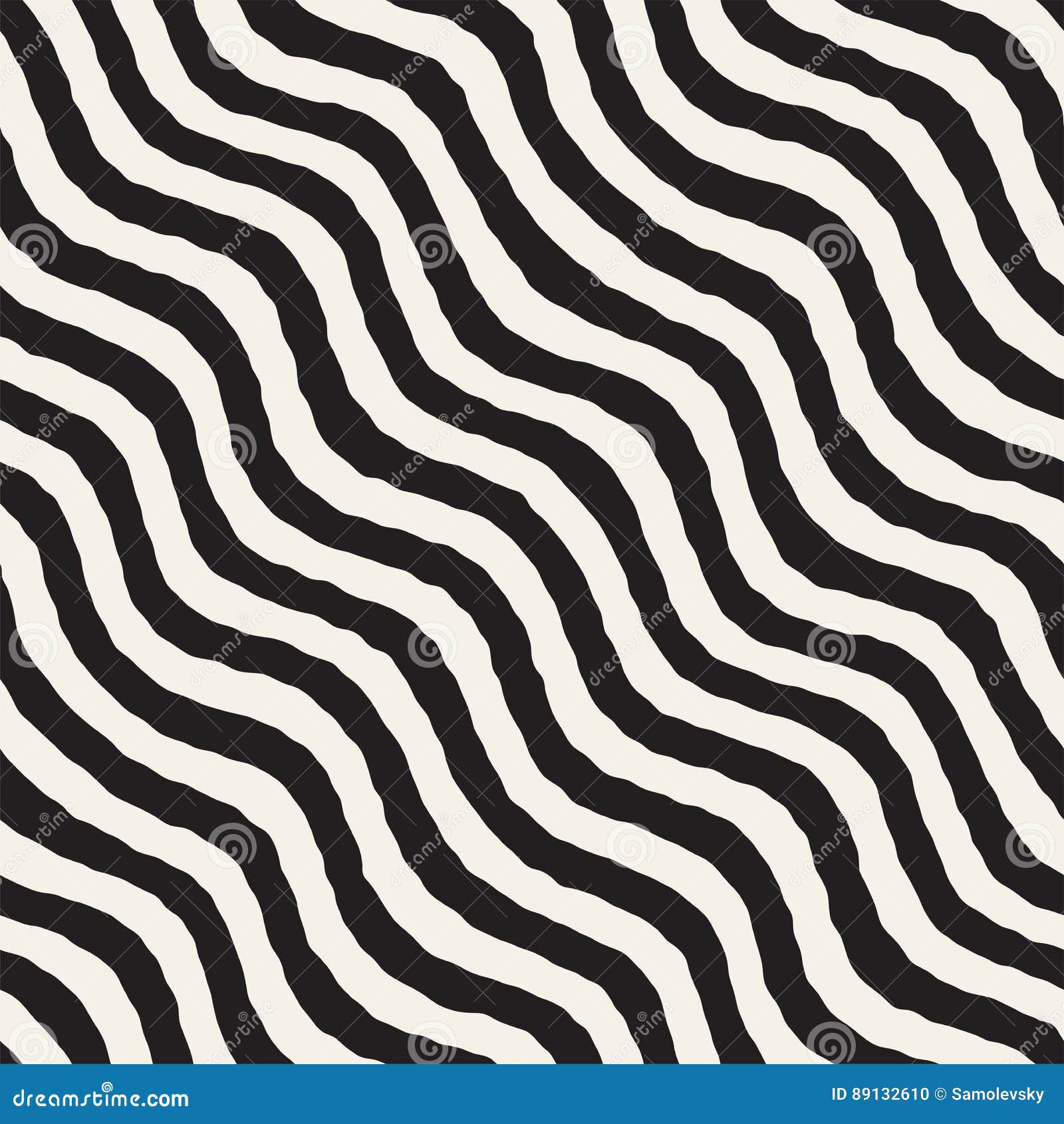 Seamless Wavy Hand Drawn Stripes Pattern. Repeating Vector Texture ...