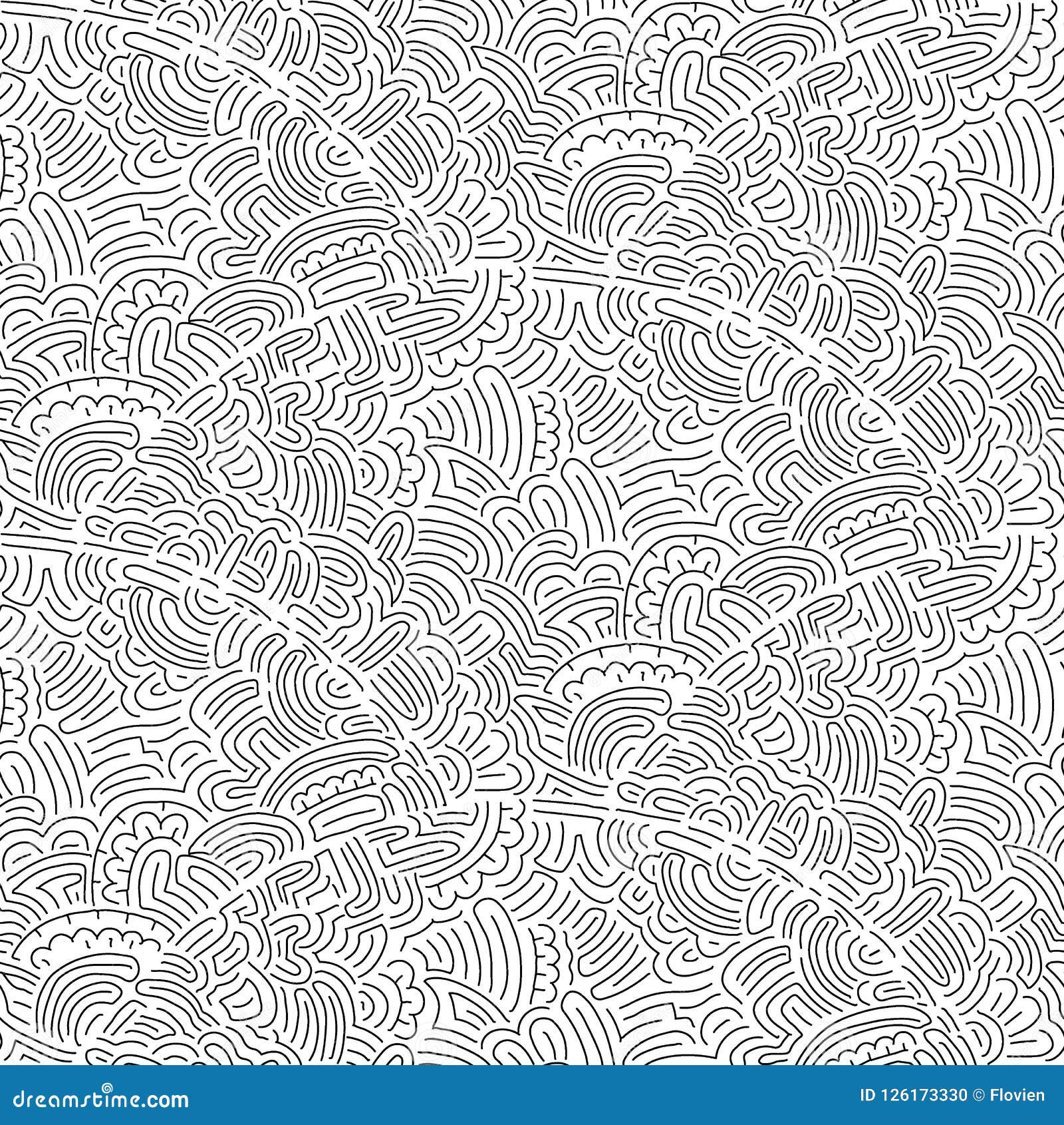 Seamless Wavy Pattern in Doodle Style. Black and White Print for Stock ...