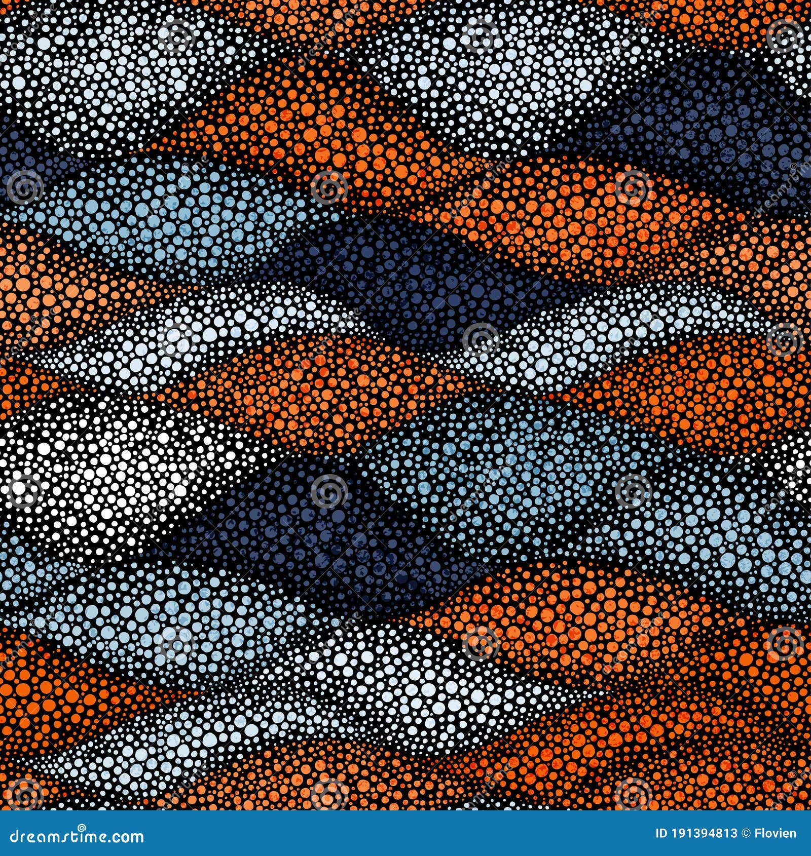 Seamless Wavy Pattern. Pointillism Style Ornament. Grunge Texture ...
