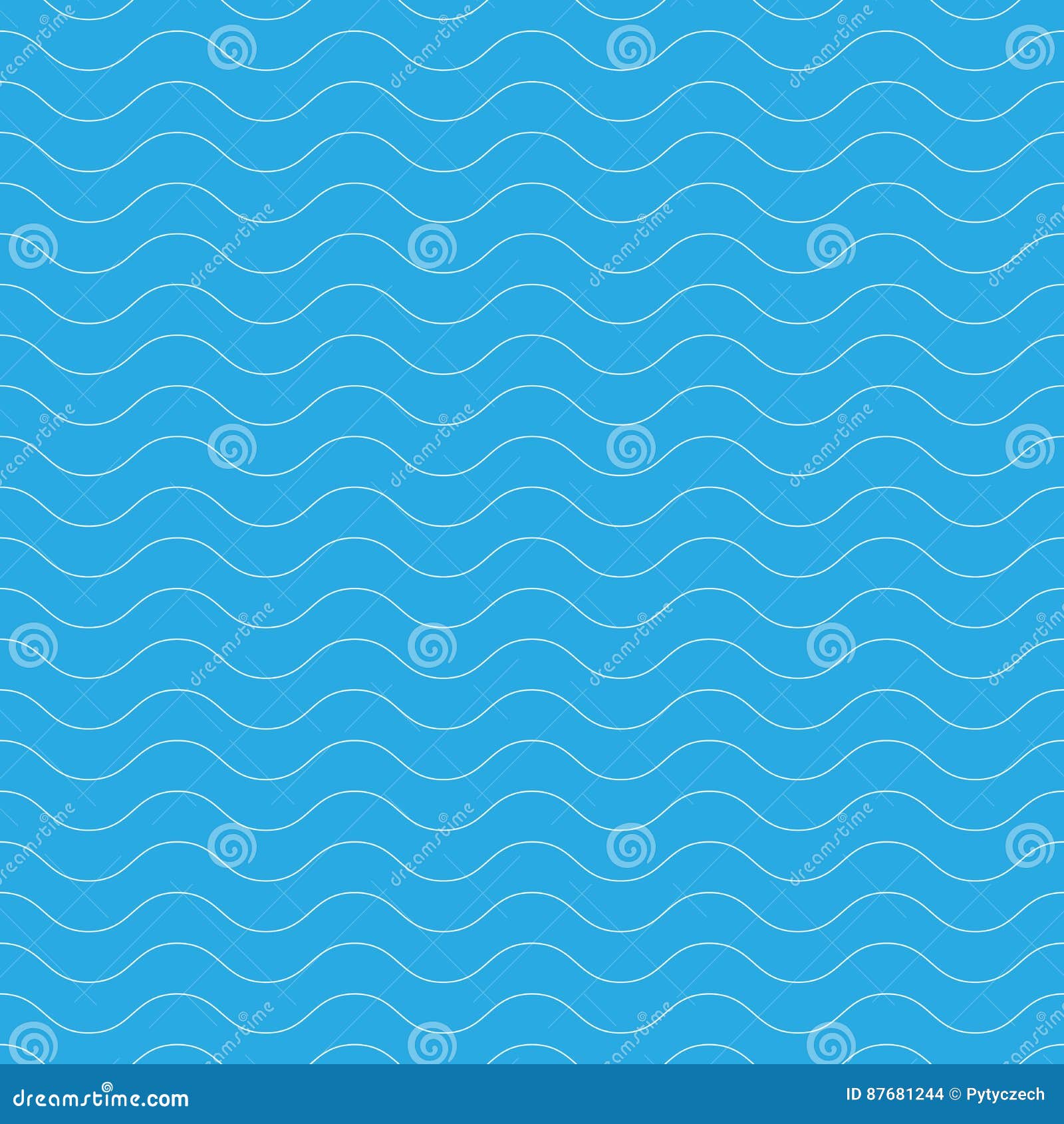 Seamless Wavy Pattern. White Thin Lines On Blue Background. Nautical ...