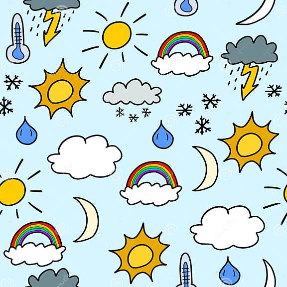 Seamless Weather Background Stock Vector - Illustration of meteorology ...