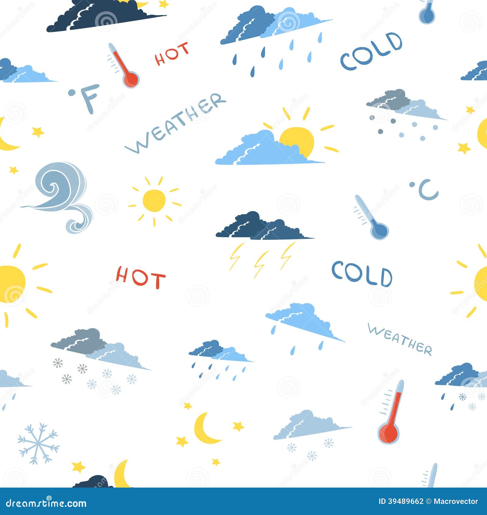 Seamless Weather Forecast Pattern Stock Vector - Illustration of clear ...