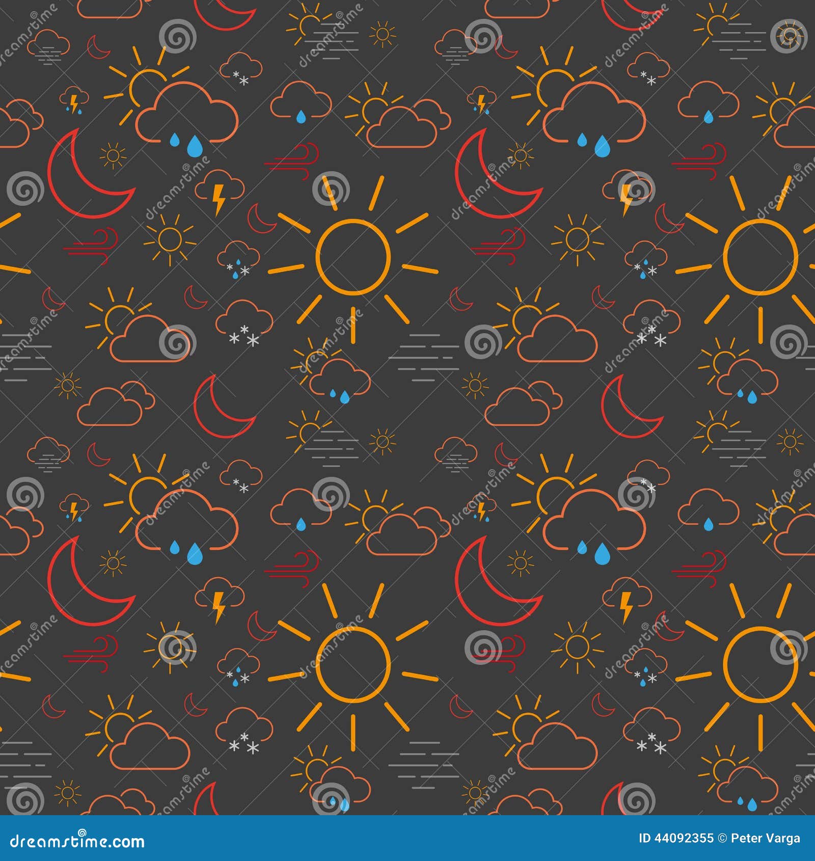 Seamless Weather Pattern stock vector. Illustration of outline - 44092355