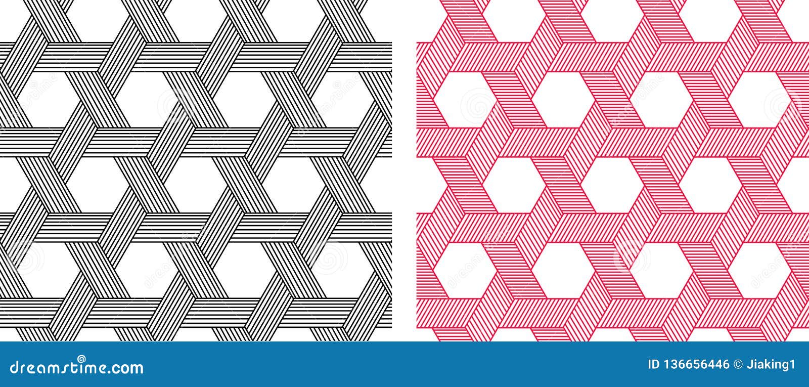 Seamless Weave Hexagon Pattern in Linear Style Art Stock Vector ...