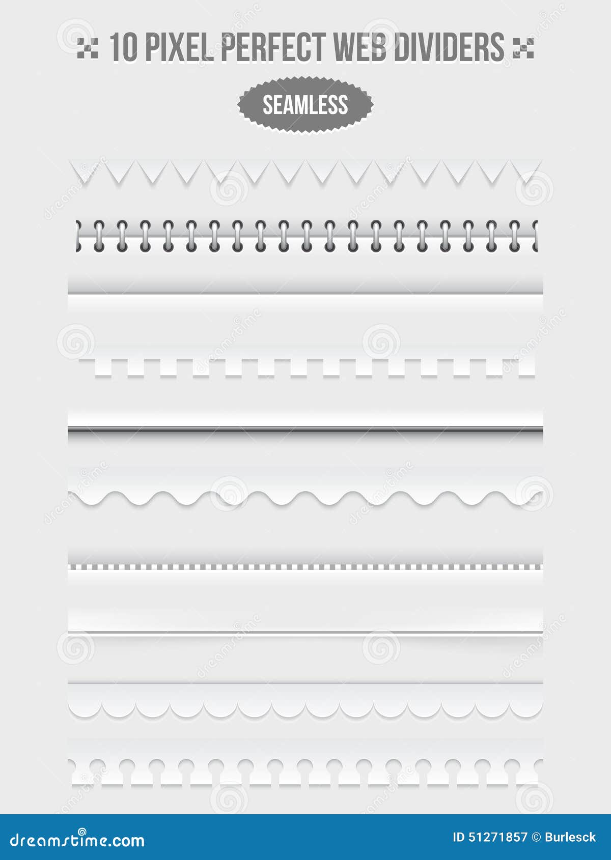 Seamless Web Page Dividers with Shadows Stock Vector - Illustration of ...