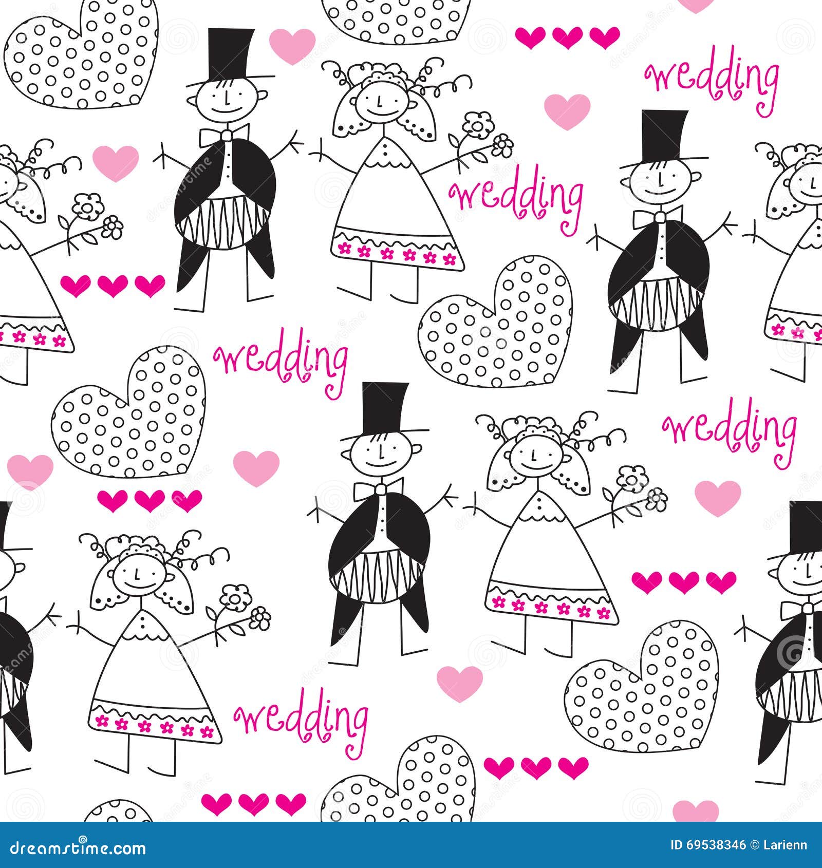 Seamless Wedding Couple Love Pattern Vector Illustration Stock Vector ...