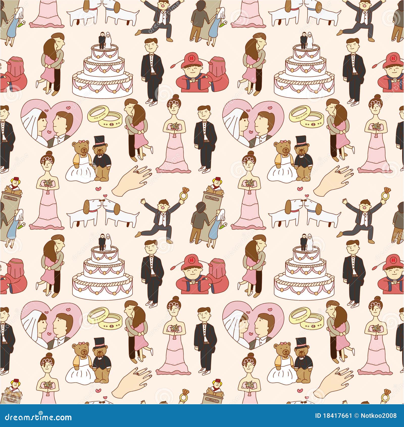 Seamless wedding pattern stock vector. Illustration of cartoon - 18417661