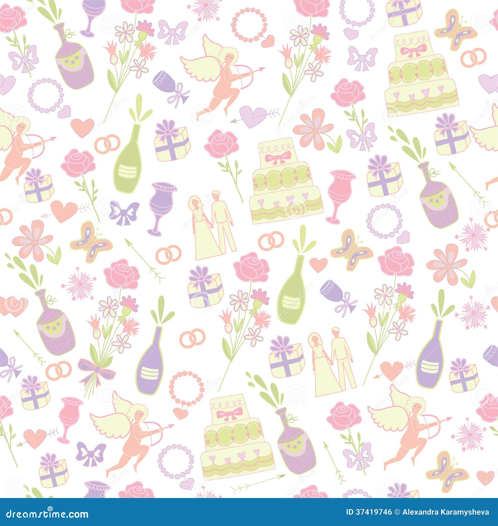 Seamless wedding pattern stock vector. Illustration of celebration ...