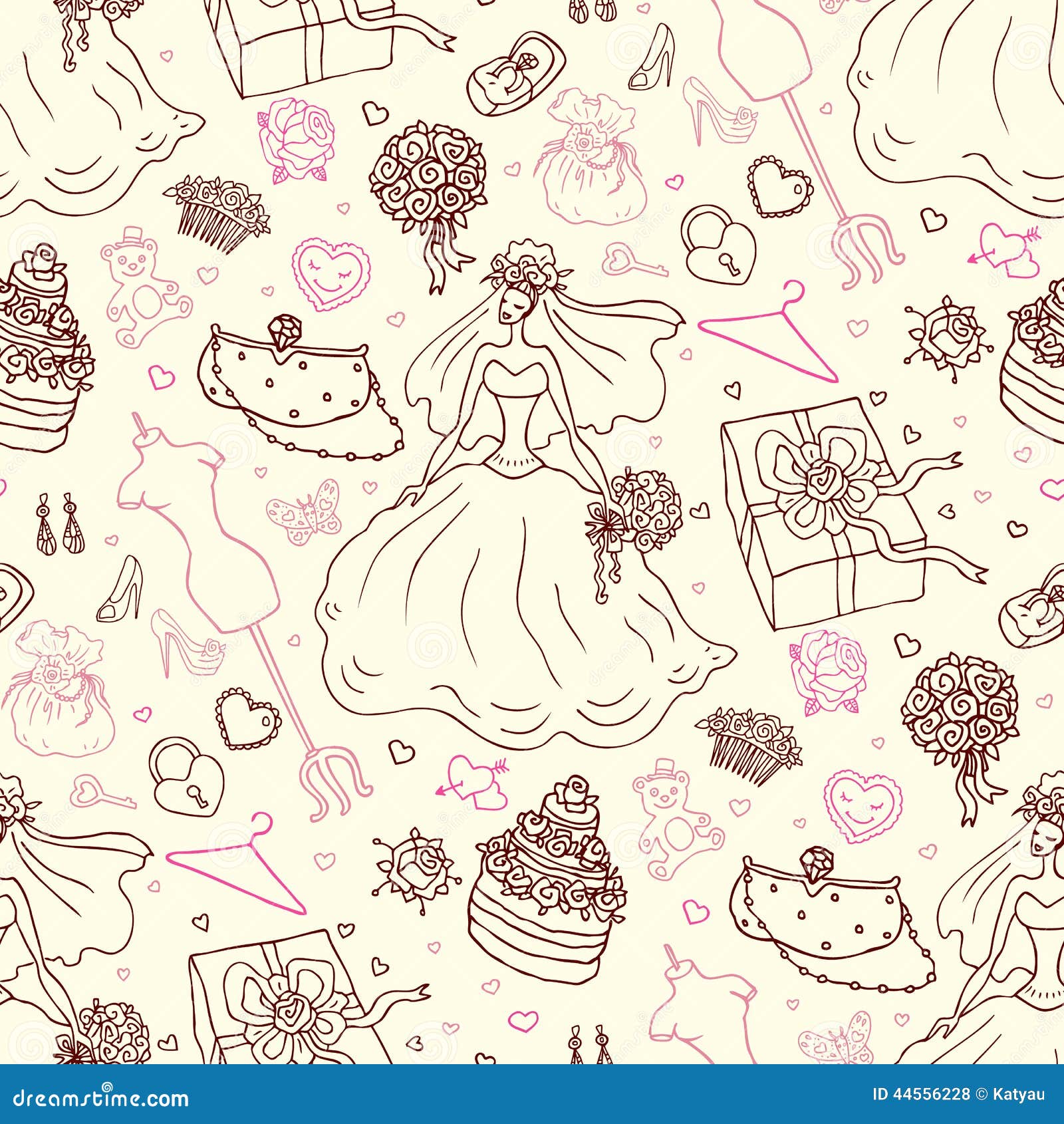 Seamless wedding patterns. stock vector. Illustration of dream - 44556228