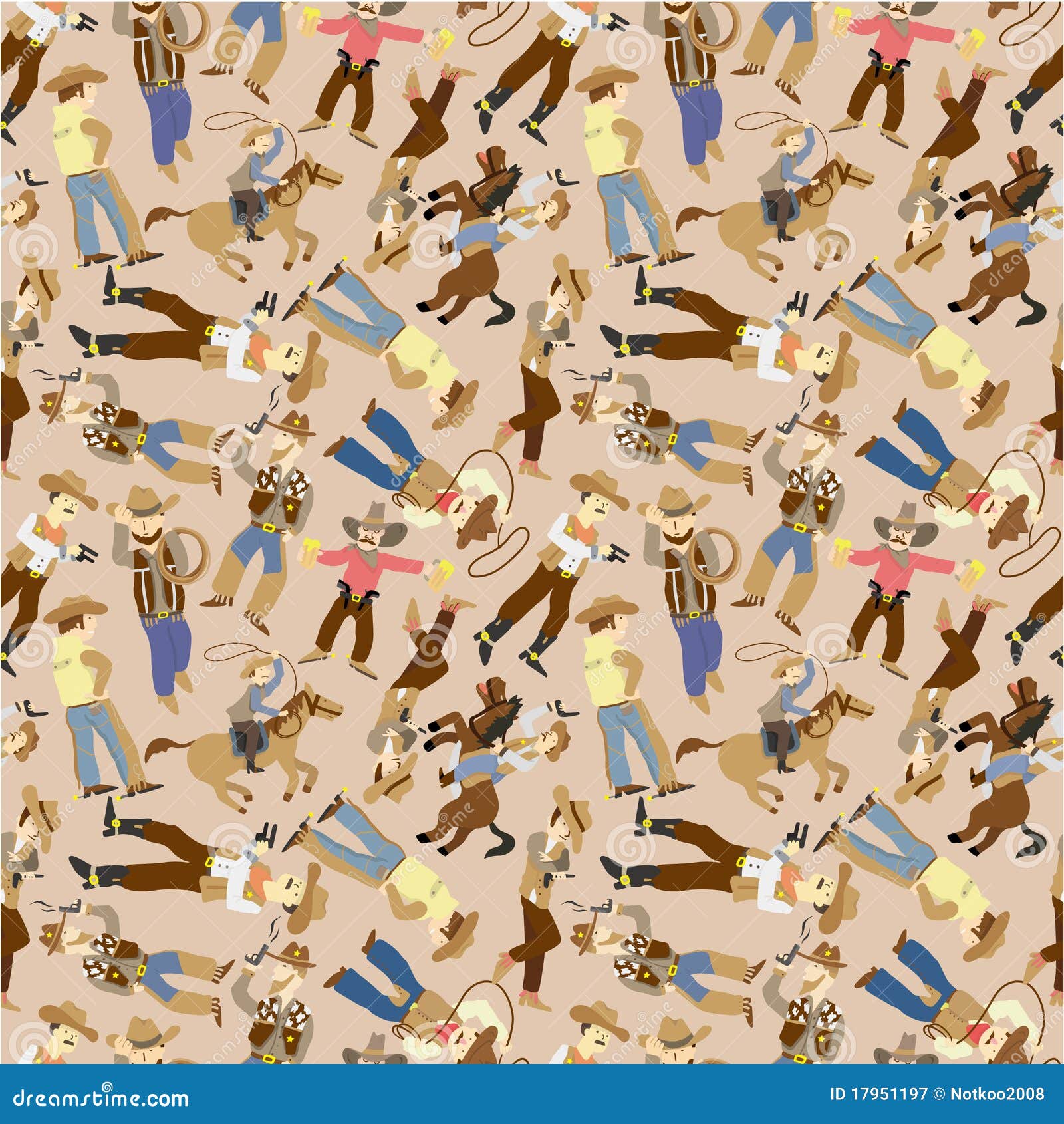 Seamless West Cowboy Pattern Stock Vector - Illustration of cute ...